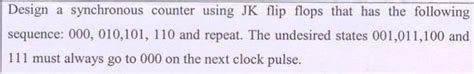 Solved Design A Synchronous Counter Using JK Flip Flops That Chegg Com
