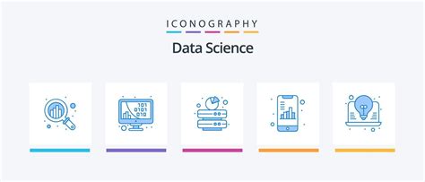 Data Science Blue 5 Icon Pack Including Document Mobile Monitor Server Data Creative Icons