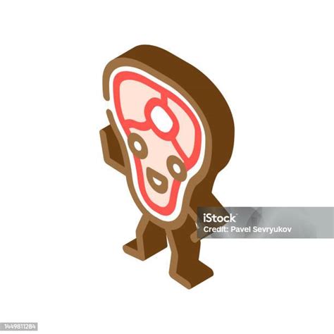 스테이크 고기 캐릭터 아이소메트릭 아이콘 벡터 일러스트 레이 션 고기에 대한 스톡 벡터 아트 및 기타 이미지 고기 귀여운 돼지고기 Istock