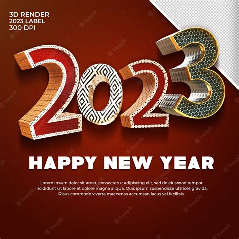Premium Psd Happy New Year 2023 3d Render Label Banner Or Post Template