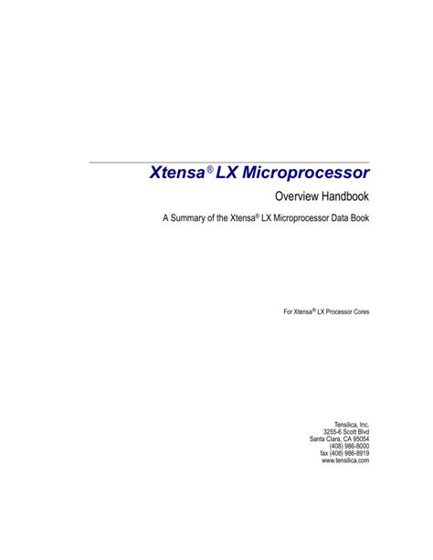 Xtensa Lx Microprocessor Overview Handbook