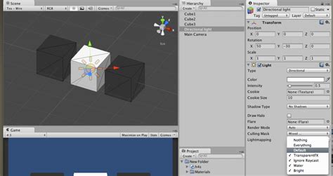 Unity D ライトを特定のオブジェクトのみに当てる devlog naru design