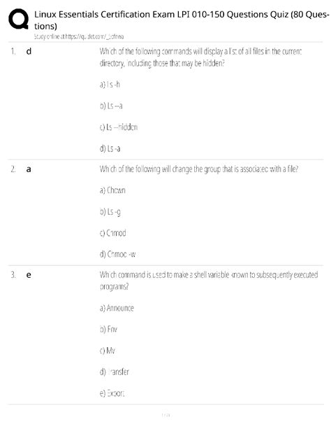 Lpi Linux Essentials Exam 010 150 80 Question Practice Quiz 2026