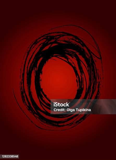 피 묻은 붉은 어두운 배경에 고립 된 원형 표현 마스카라 브러시 스트로크와 추상적 인 배경 장식 스티리치 카드 디자인 0명에 대한 스톡 벡터 아트 및 기타 이미지 Istock