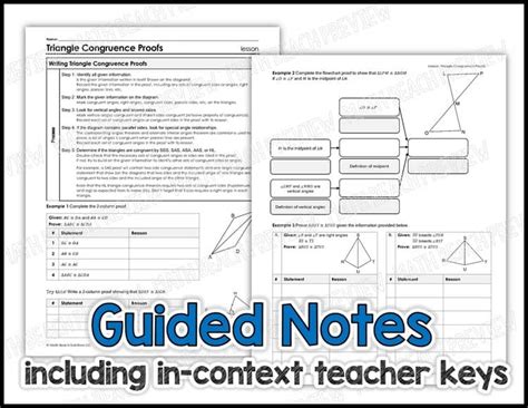 Triangle Congruence Proofs Notes And Practice By Math Beach Solutions