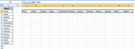 transposing cells in excel 2007