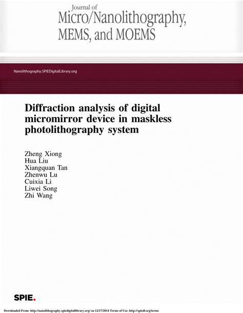 Pdf Diffraction Analysis Of Digital Micromirror Device In Maskless Photolithography System