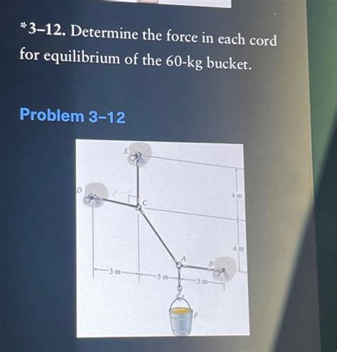Solved 3 12 Determine The Force In Each Cord For