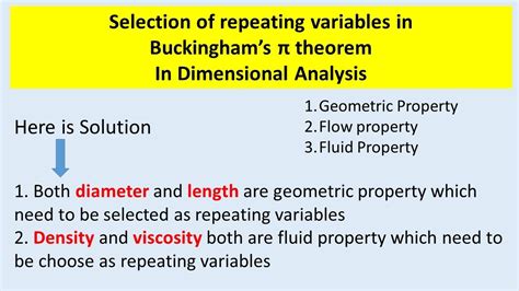Selection Of Repeating Variable In Buckinghams Pi Theorem Dimensional