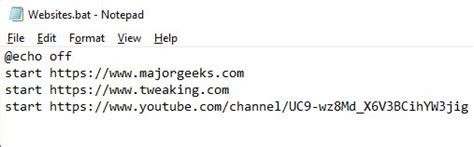 Open Multiple Websites With A Batch File In Windows 10 And 11 Majorgeeks