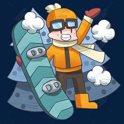 겨울 캐릭터와 스노우 보드 일러스트 레이션 Png 일러스트 무료 다운로드 Lovepik