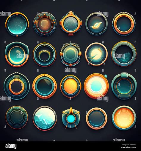 Web Round Frame Game Ai Generated Banner Hud Futuristic Blue Ui Web Round Frame Game