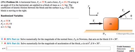 Solved 3 Problem 24 A Horizontal Force F 75 N And A