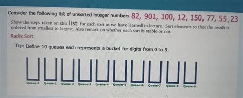 Solved Consider The Following List Of Unsorted Integer