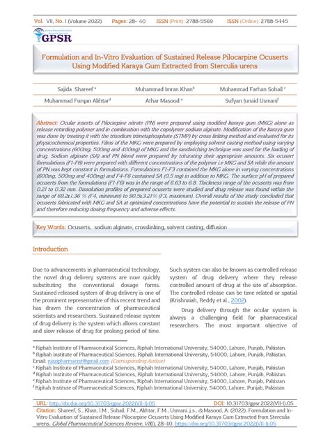 Pdf Formulation And In Vitro Evaluation Of Sustained Release Pilocarpine Ocuserts Using