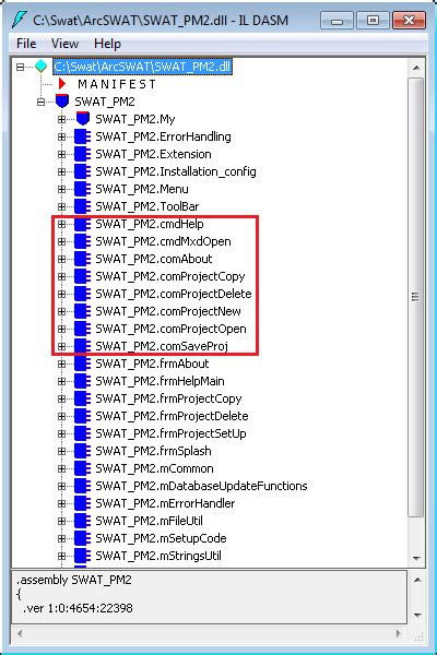 find possible solution for arcswat errors with ildasm exe swat output