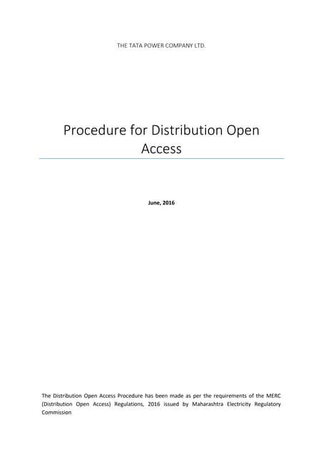 Procedure For Distribution Open Access Pdf Power And Energy