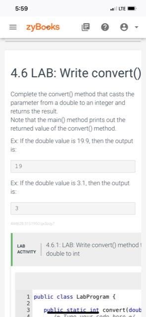 Solved Complete The Convert 0 Method That Casts The