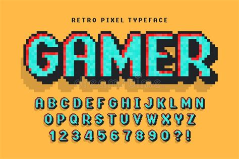 Pixel Vector Font Design Stylized Like In 8 Bit Games Stock Vector Illustration Of Text