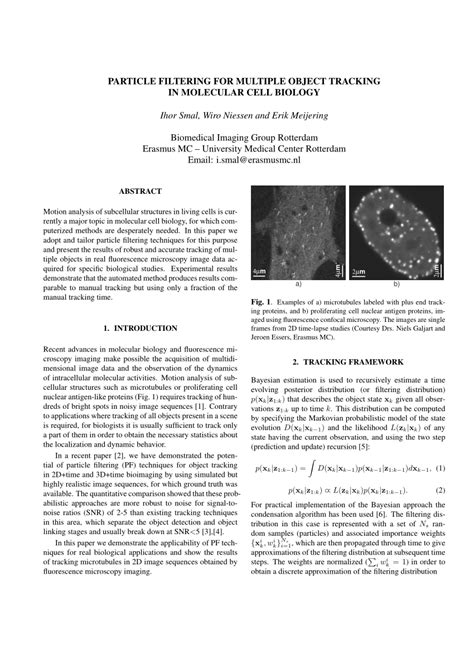 pdf particle filtering for multiple object tracking in molecular cell