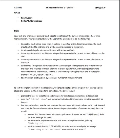 Ism3230 In Class Lab Module 9 Classes Spring 2020