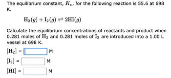 Answered: The equilibrium constant, Kc, for the following reaction is ...