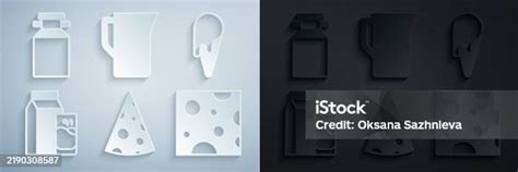세트 치즈 와플 콘에 아이스크림 케 피어 용 종이 패키지 우유 용기 투수 및 캔 용기 우유 아이콘 벡터 0명에 대한 스톡 벡터 아트 및 기타 이미지 Istock
