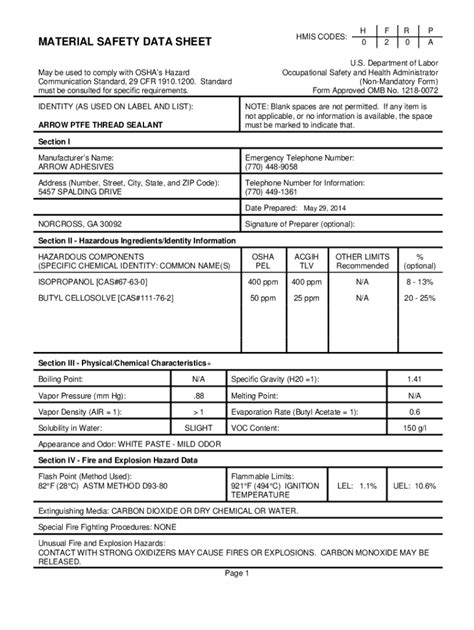 Fillable Online Sample Material Safety Data Sheet Fax Email Print PdfFiller