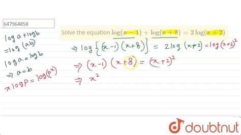 Solve The Equation Logx 1logx82logx2 Class 12 Logarithm Maths Doubtnut Youtube