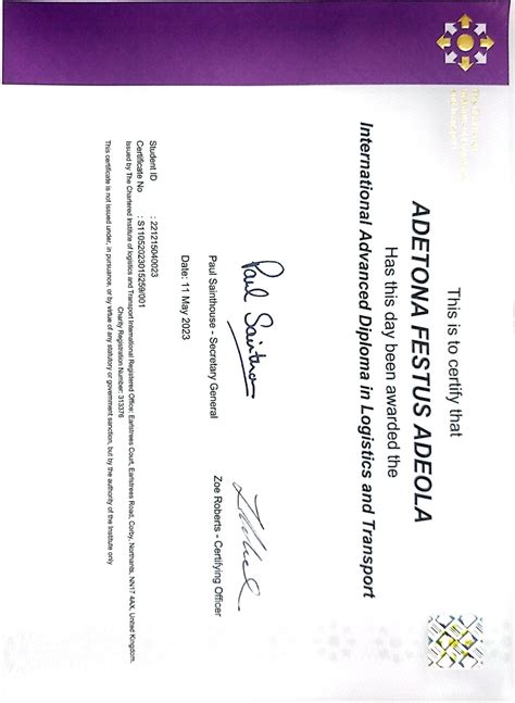 I Am Happy To Have Finally Received My Certificate On The Success In My… Festus Adetona Aiism