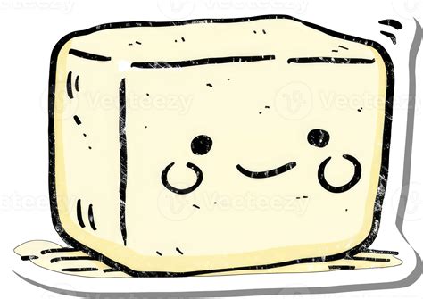 Cartoon Cube Character Smiling Happy Expression 55447438 Png