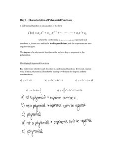Polynomial Functions Characteristics Graphs