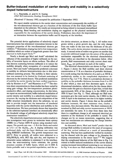 Pdf Buffer‐induced Modulation Of Carrier Density And Mobility In A