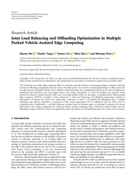 Pdf Joint Load Balancing And Offloading Optimization In Multiple Parked Vehicle Assisted Edge