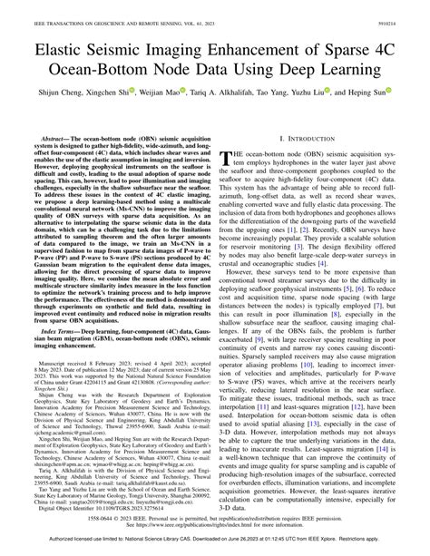 pdf elastic seismic imaging enhancement of sparse 4c ocean bottom