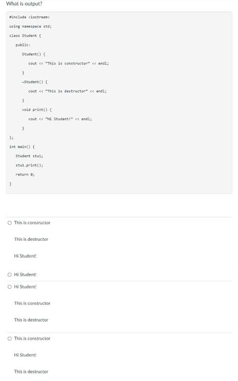 Solved What Is Output Include Using Namespace Std Class Chegg