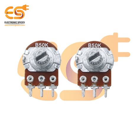 Buy 50k Dual Gang Rotary Potentiometer Round Shaft Handle 6 Pin