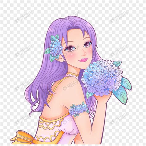 꽃을 들고 소녀 Png 일러스트 무료 다운로드 Lovepik