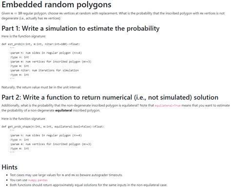 Solved Embedded Random Polygons Given N 10 Regular Chegg Com