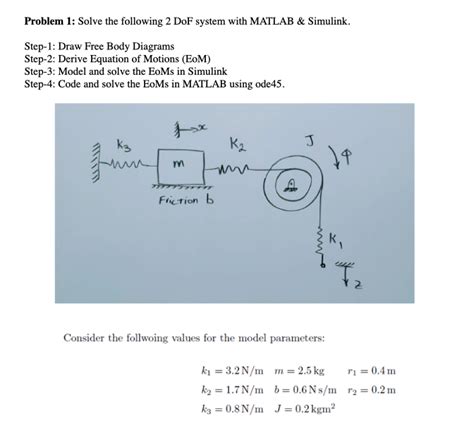 solved problem 1 solve the following 2 dof system with