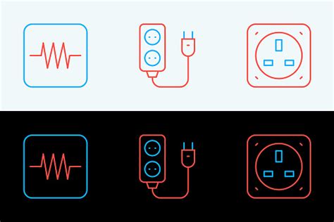 설정 라인 전기 콘센트 전자 회로의 저항기 및 확장 아이콘 벡터 0명에 대한 스톡 벡터 아트 및 기타 이미지 0명 고압 전류 주의 공학 Istock