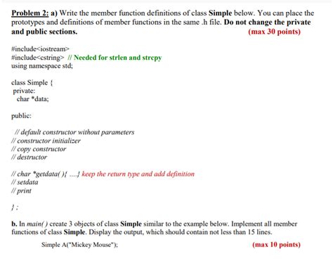solved problem 2 a write the member function definitions