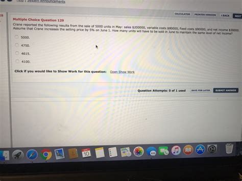 Solved Calculator Printer Versionback Next Es Multiple