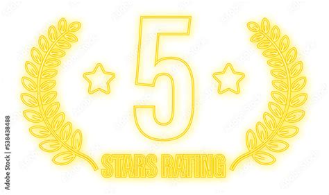 5 Star Rating Badge With Neon Icon Customer Review Rating Stock Illustration Adobe Stock