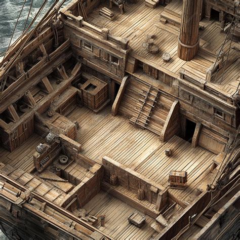 A Detailed Cutaway Of A Pirate Ships Interior Including Gun Decks And