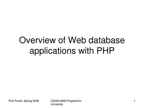 PPT Overview Of Web Database Applications With PHP PowerPoint Presentation ID
