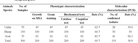 Table 1 From Detection And Molecular Characterization Of Staphylococcus Aureus And Methicillin
