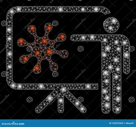 Flare Mesh Wire Frame Virus Report With Flare Spots Stock Vector Illustration Of Germ Network