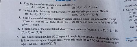 1 find the area of the triangle whose vertices are i 2 3 −1 0 2