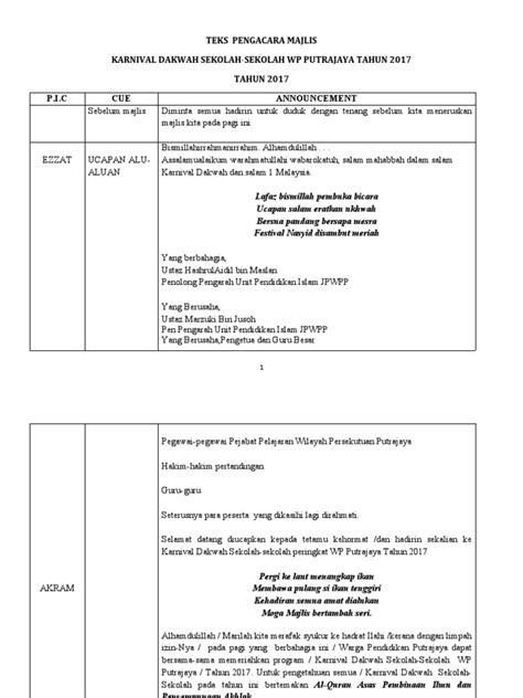Teks Pengacara Majlis Kdss 2018 Pdf